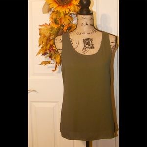 Express | Tops | Gently Worn Express Back Split Green Silk Tank | Poshmark